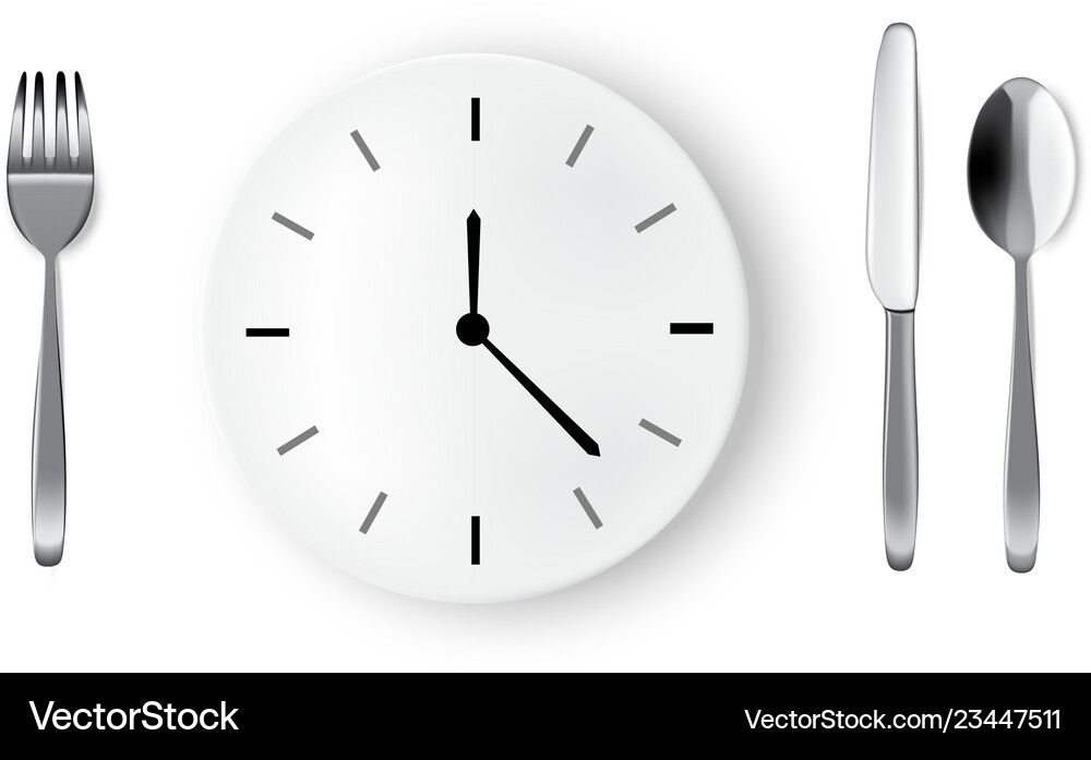 Mock up realistic time to eat with clock white Vector Image