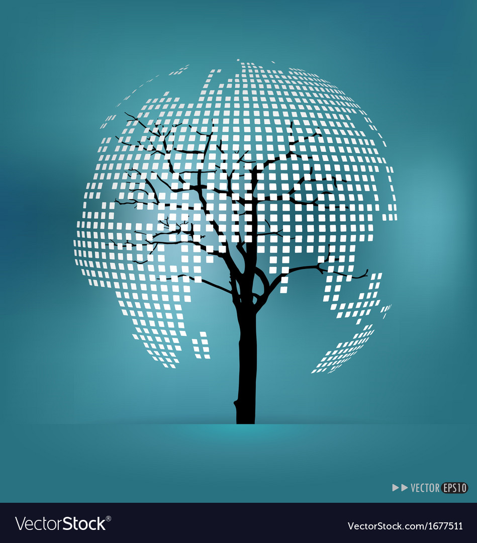 Tree shaped world map Royalty Free Vector Image