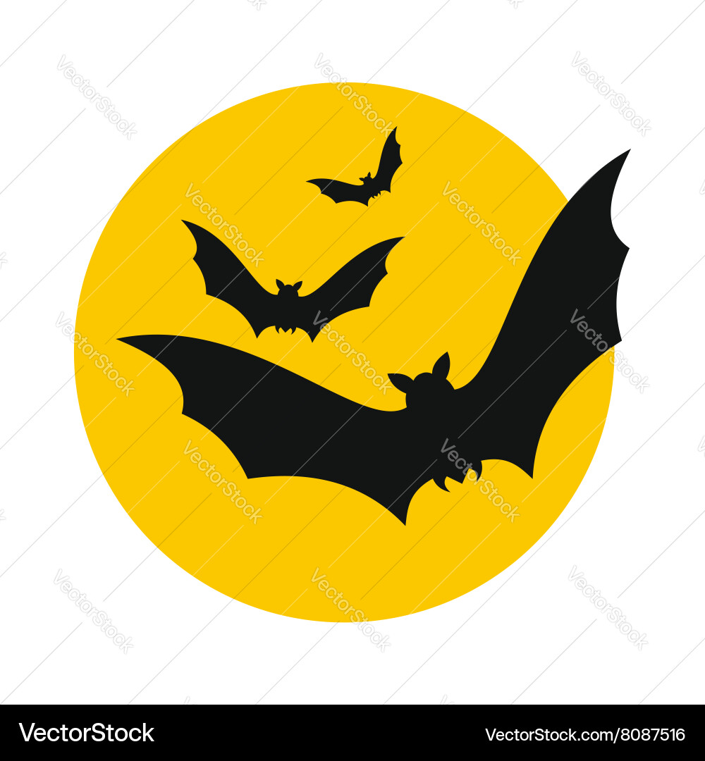 Bats fly to the moon icon Royalty Free Vector Image