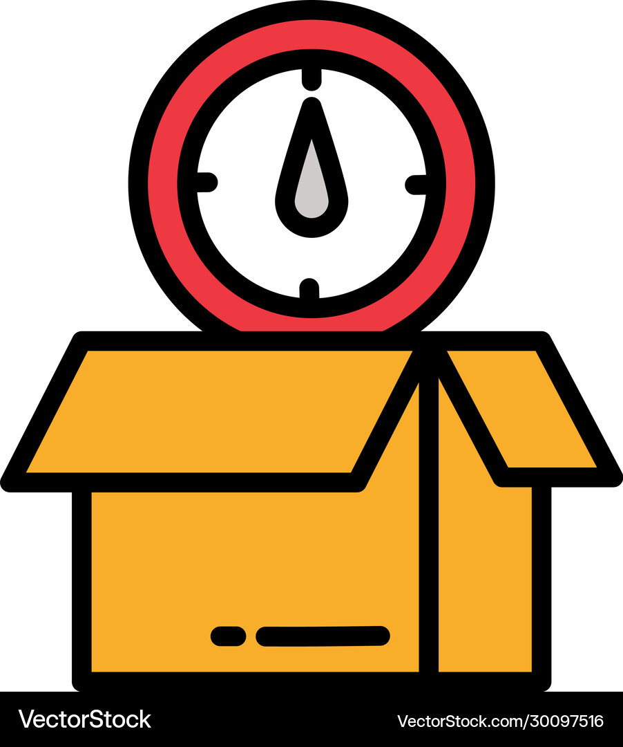 Cardboard box with watch on white background Vector Image