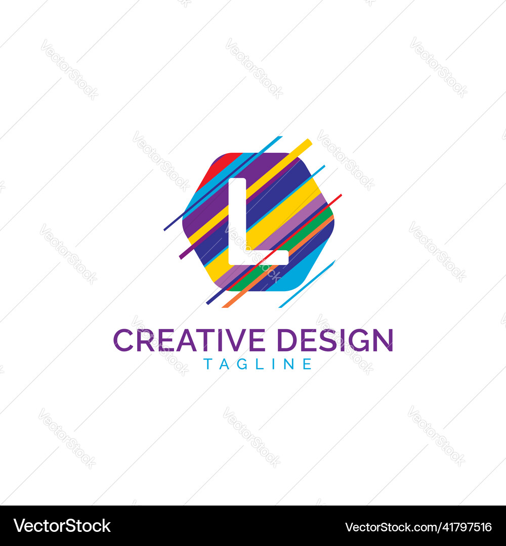 Colorful hexagon l letter logo design Royalty Free Vector