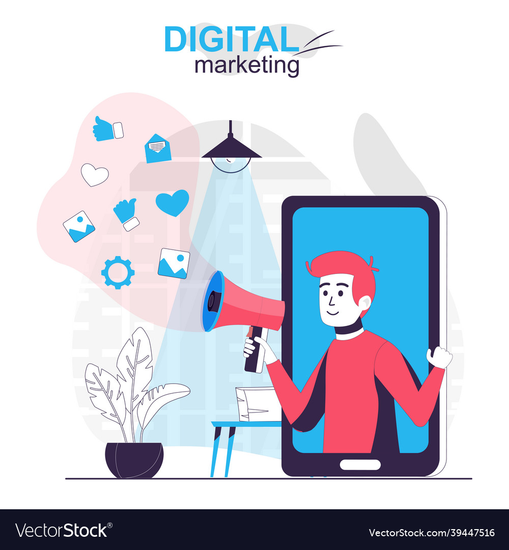 Digital marketing isolated cartoon concept Vector Image