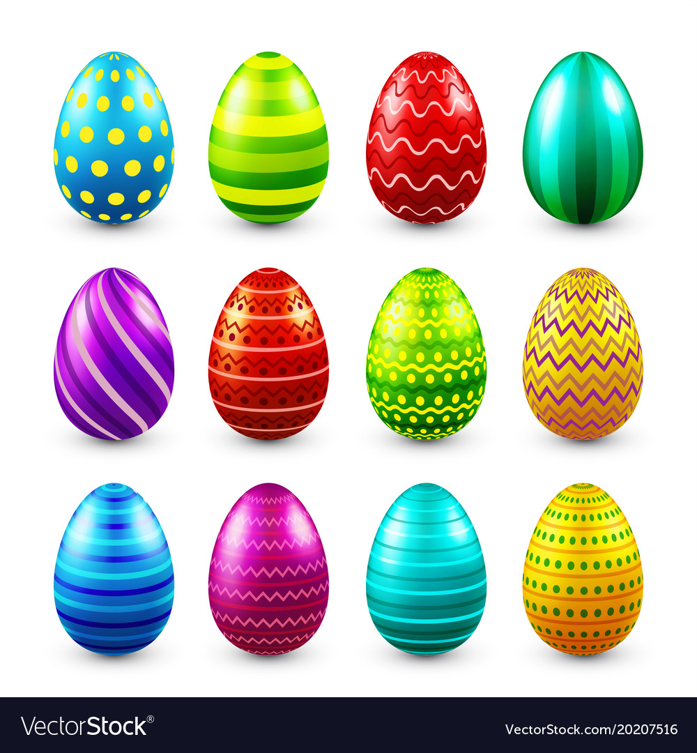 Easter eggs colored set spring holidays in april Vector Image