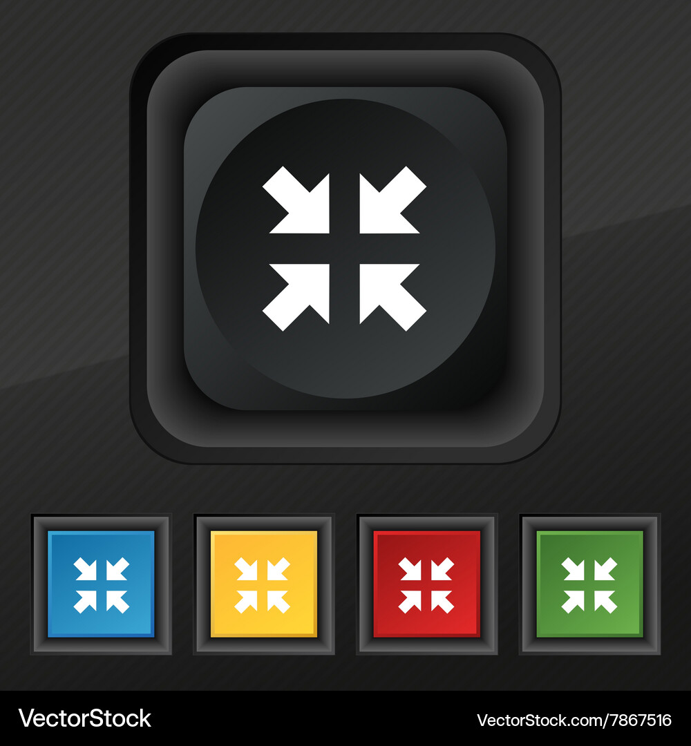 Exit full screen icon symbol set of five colorful Vector Image