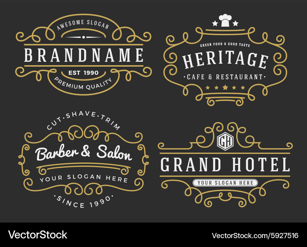 Flourish frame for labels banner logo emblem Vector Image