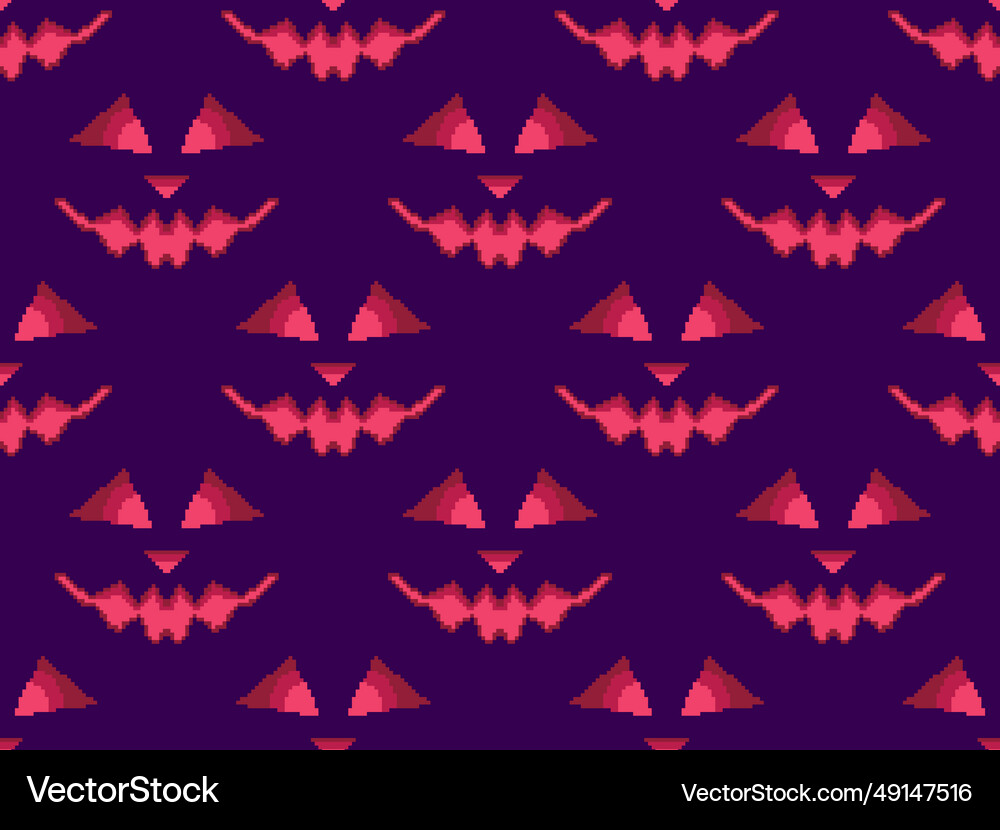 Halloween scary face with glowing eyes in pixel Vector Image