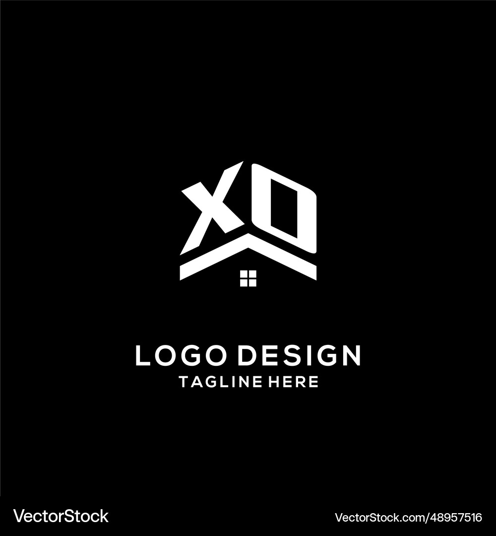 Initial xo logo with abstract home roof simple Vector Image
