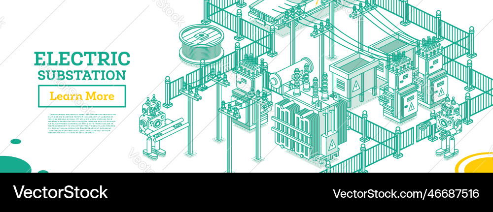 Isometric energy substation electric transformer Vector Image