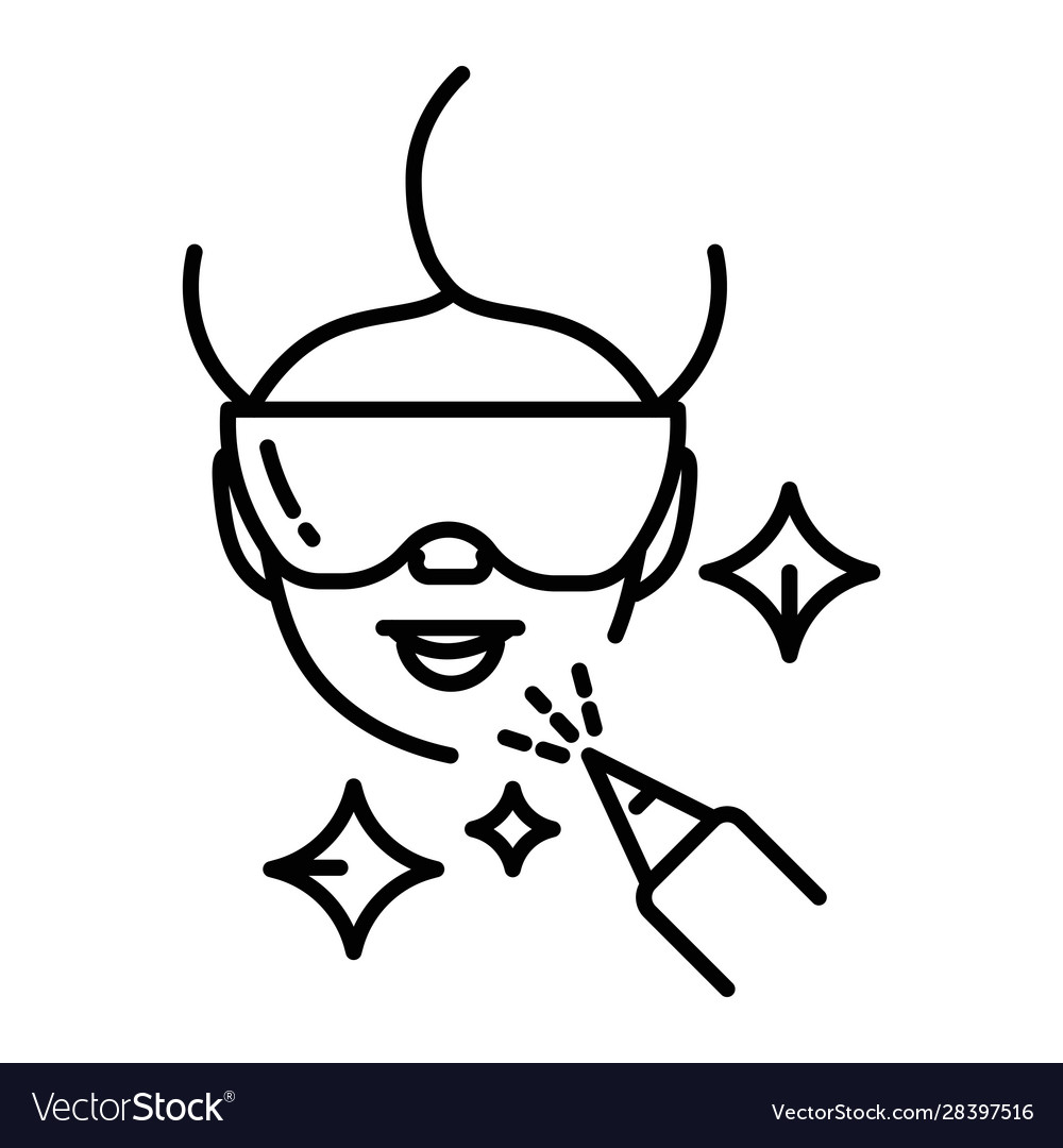 Laser facial hair removal isolated line icon Vector Image Laser facial hair removal isolated line icon Vector Image