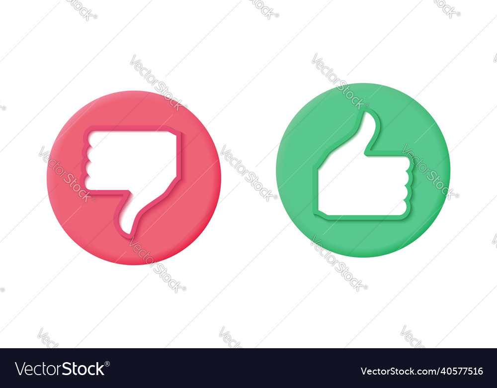 Like and dislike button red green circle Vector Image