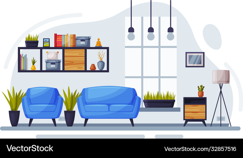 Modern room interior design cozy apartments Vector Image