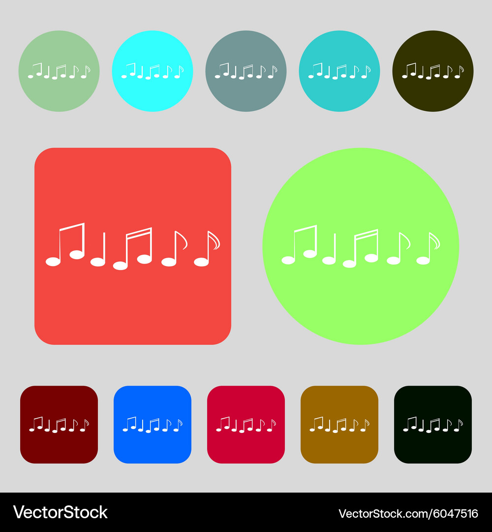 Music note sign icon musical symbol 12 colored Vector Image