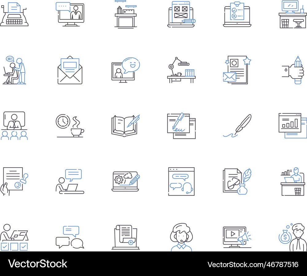 Online freelancing line icons collection remote Vector Image