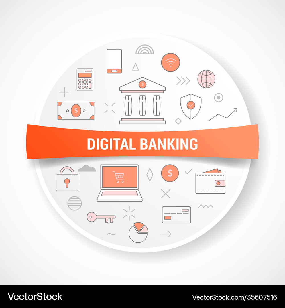 Online or digital banking with icon concept Vector Image