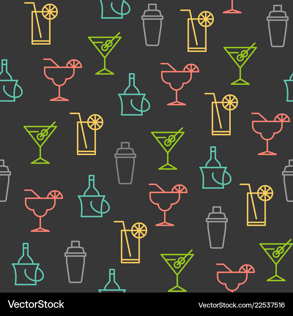 Outline beverage summer and party theme seamless Vector Image