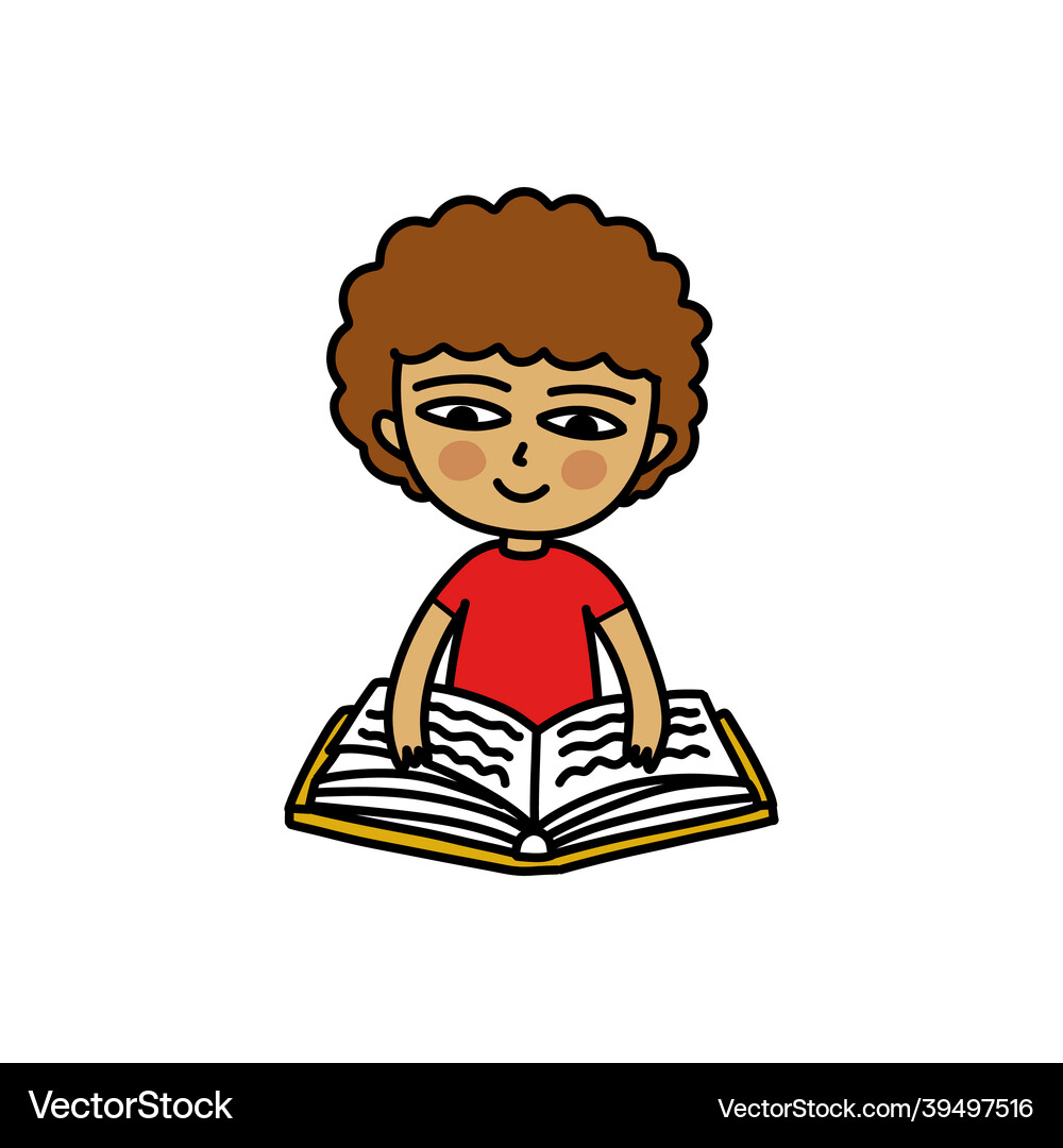 Person reading a book doodle icon color Royalty Free Vector