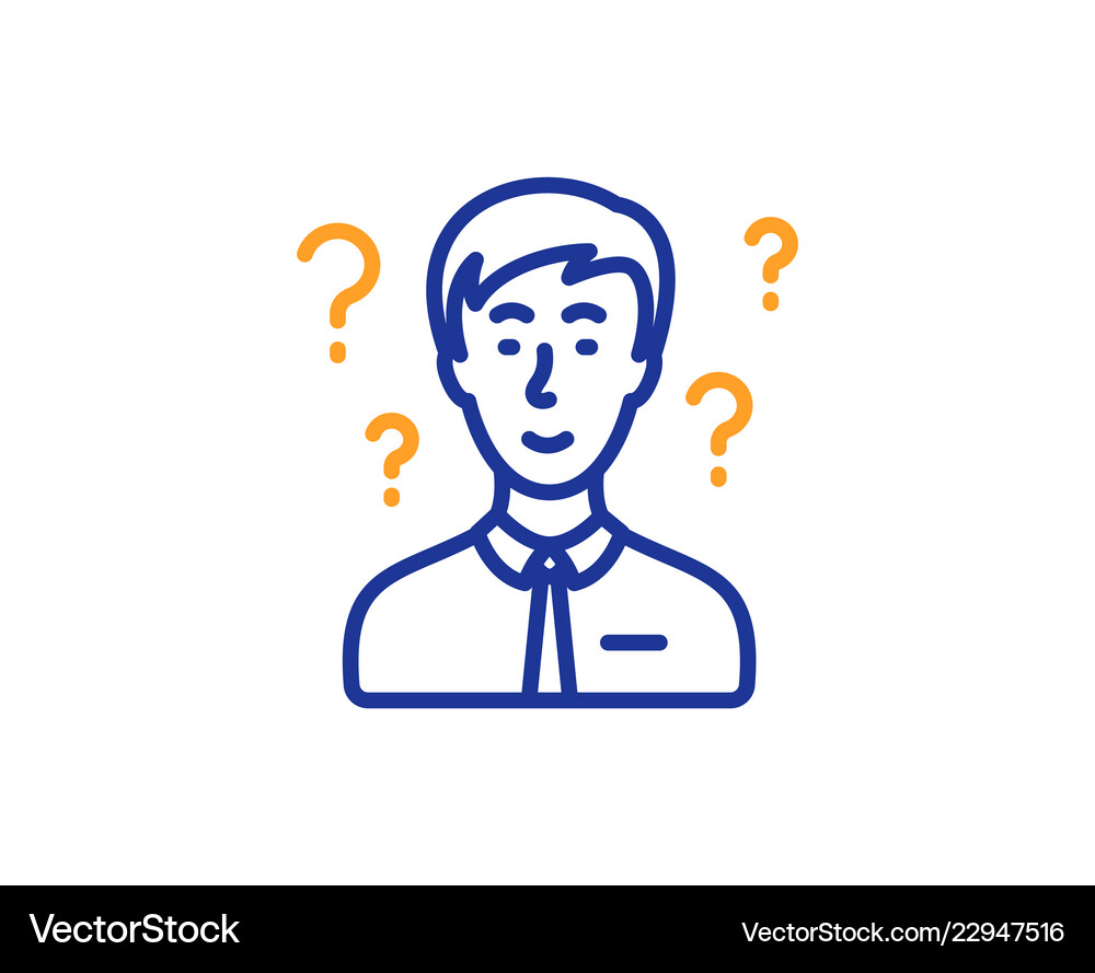 Question mark line icon support consultant sign Vector Image