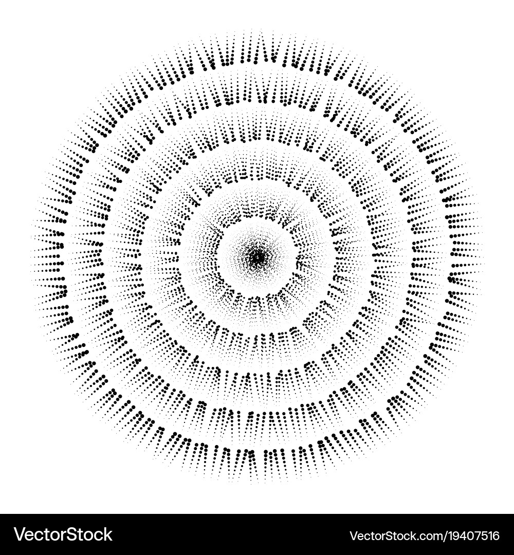 Radial black and white round pattern of dots Vector Image