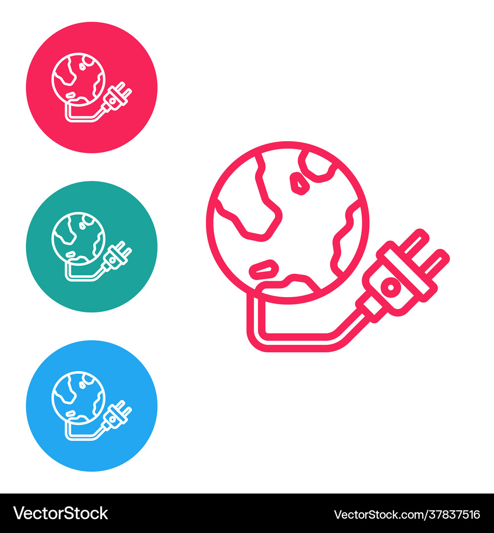 Red line global energy power planet with plug icon
