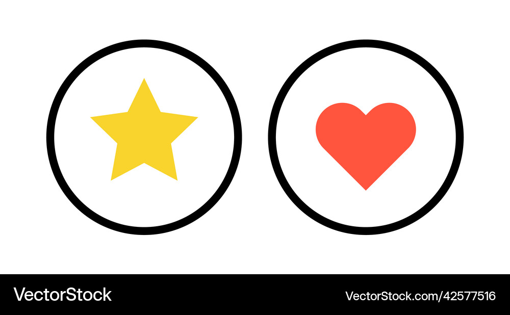 Round star and heart icons set Royalty Free Vector Image