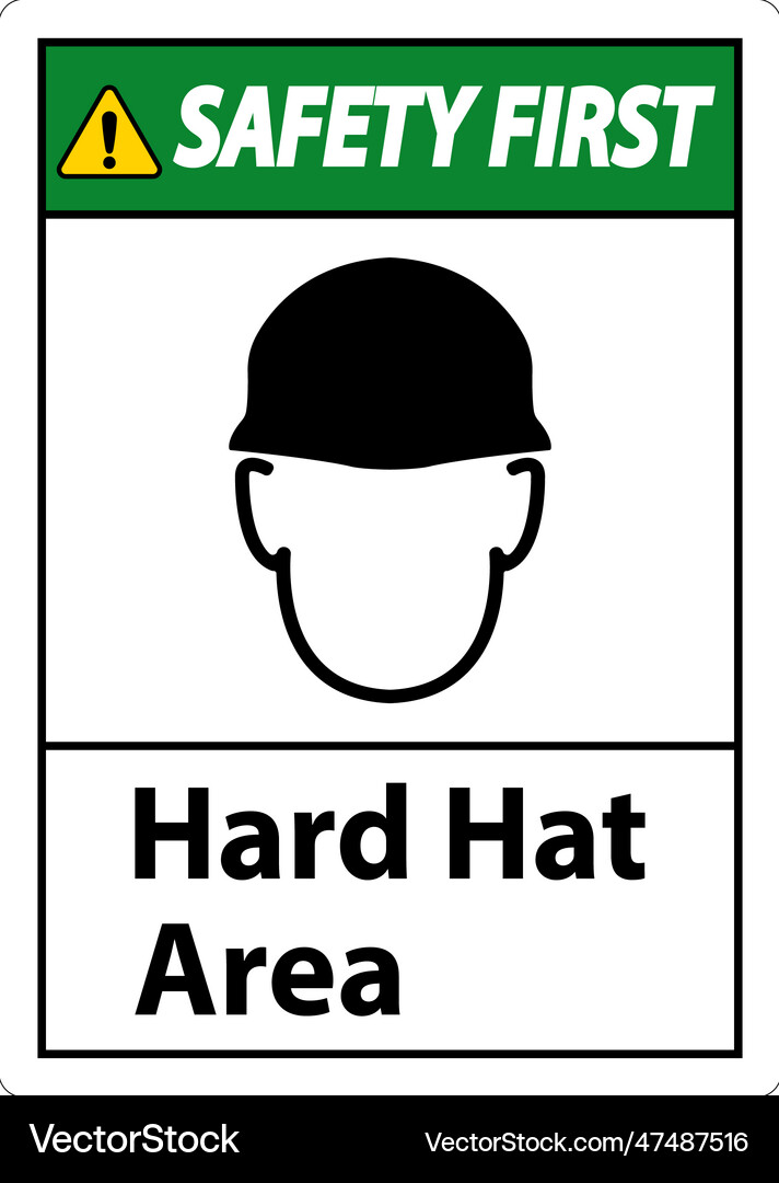 Safety first hard hat protection required area Vector Image