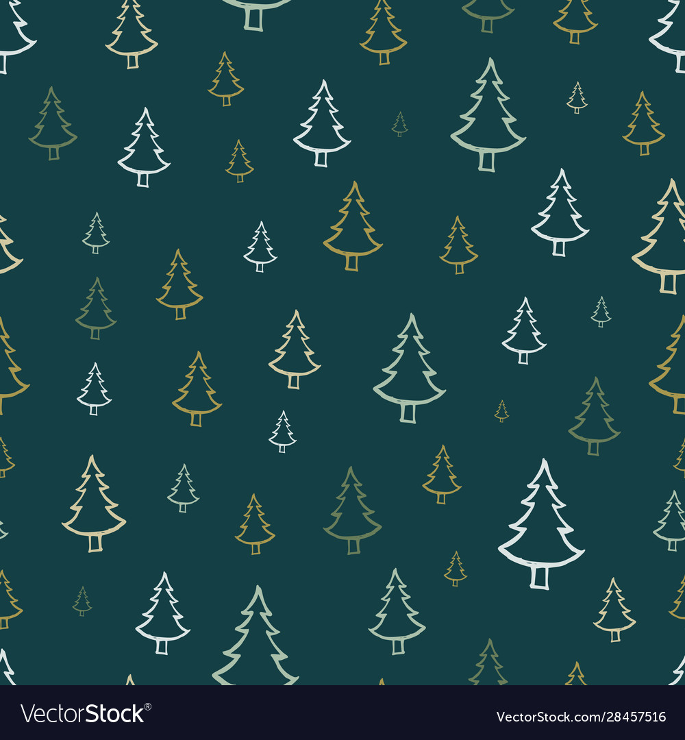 Seamless pattern with hand drawn christmas trees Vector Image