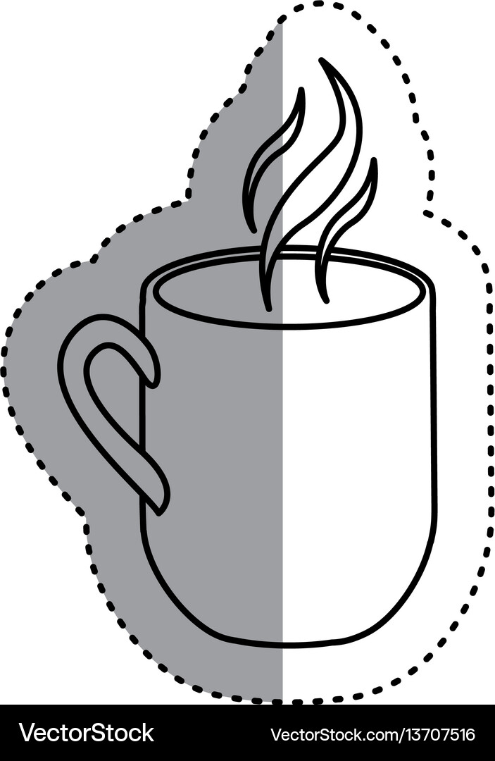 Sticker shading silhouette mug coffee with smoke Vector Image