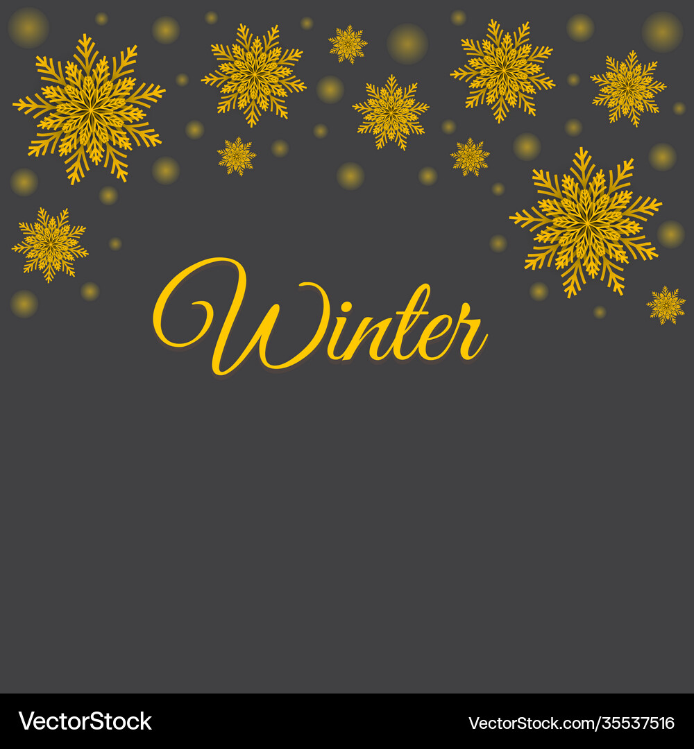 Winter grey background with golden volumetric Vector Image