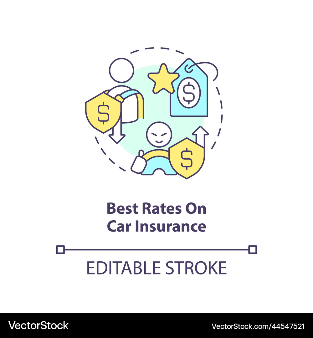 Best rates on car insurance concept icon Vector Image