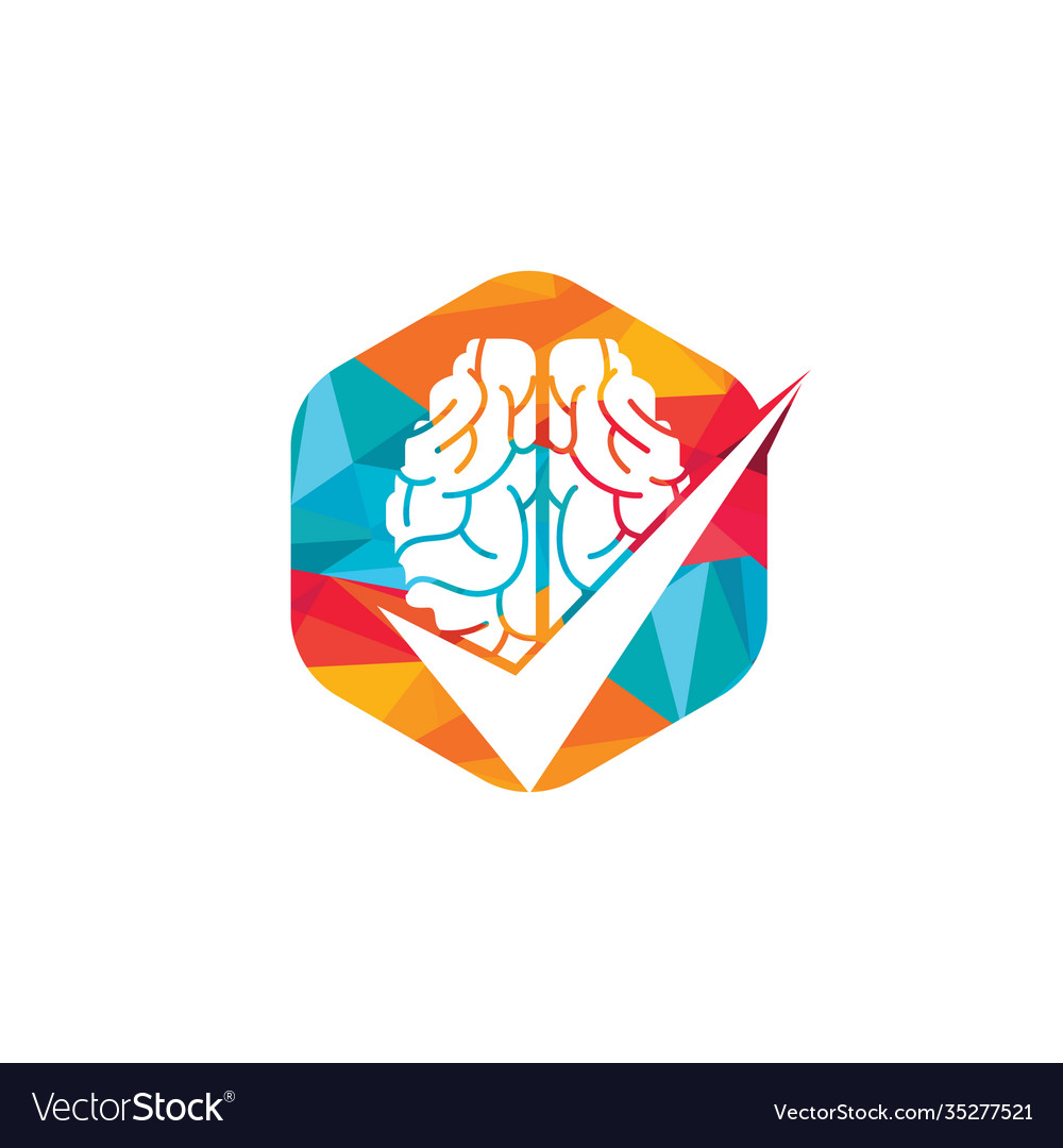 Brain check logo design Royalty Free Vector Image
