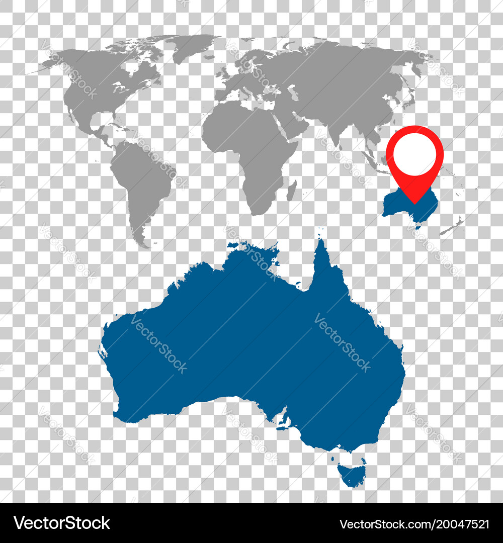 Detailed map of australia and world Royalty Free Vector