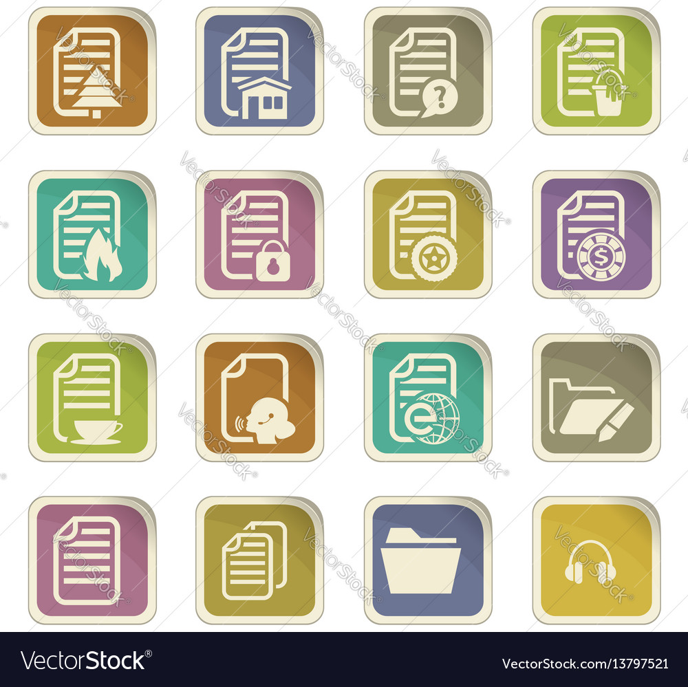 Documents icons set Royalty Free Vector Image - VectorStock