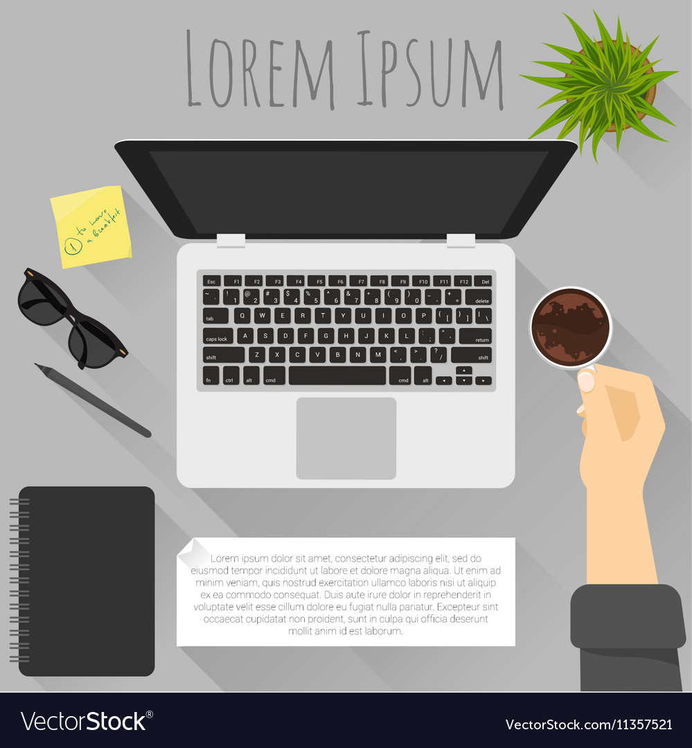 Flat design workplace template Royalty Free Vector Image