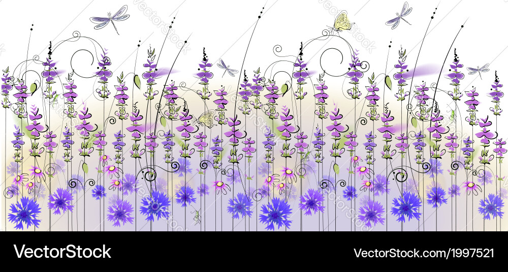 Floral background of wildflowers Royalty Free Vector Image