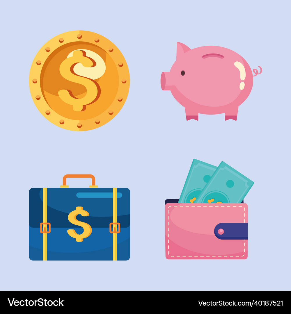 Four financial economy icons Royalty Free Vector Image