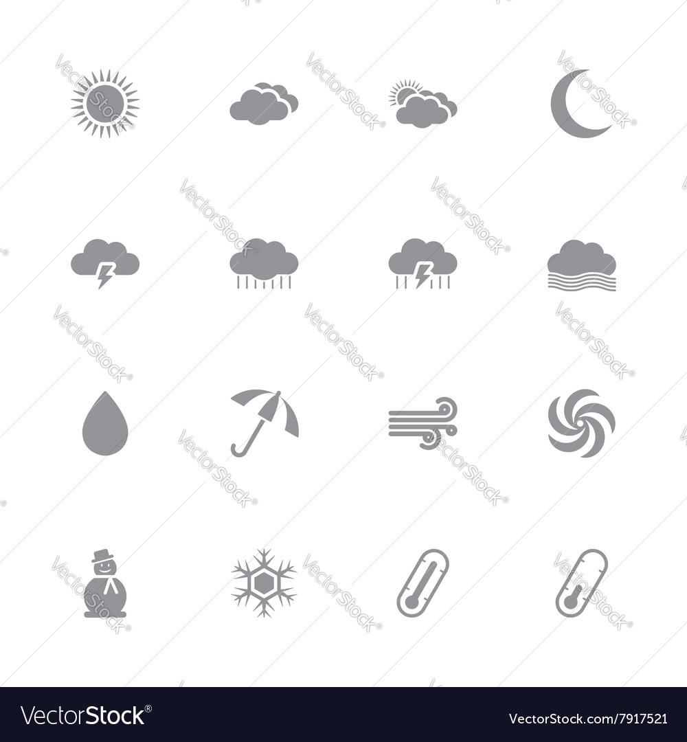 Gray simple flat weather icon set Royalty Free Vector Image