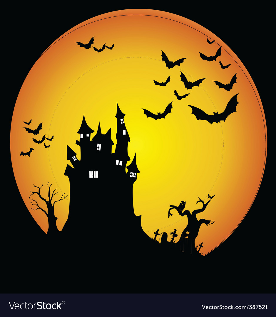 Halloween scene Royalty Free Vector Image - VectorStock