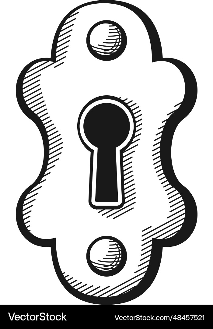 Key hole engraving old metal protection sketch Vector Image