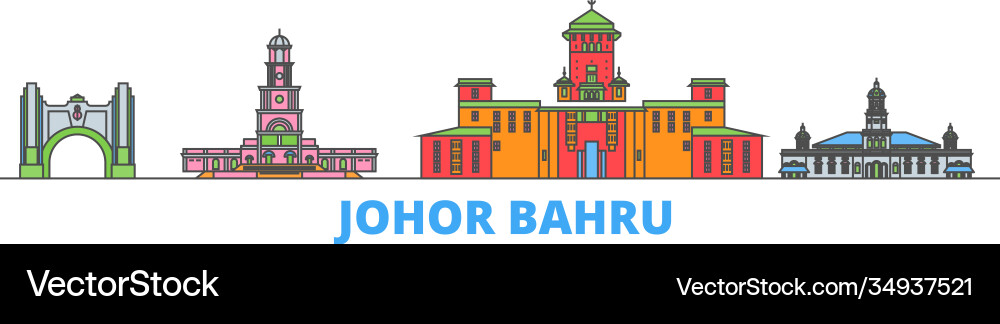 Malaysia johor bahru line cityscape flat Vector Image