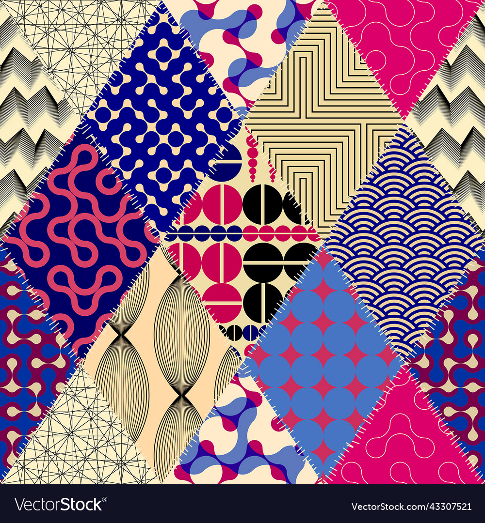 Patchwork textile pattern seamless quilting Vector Image