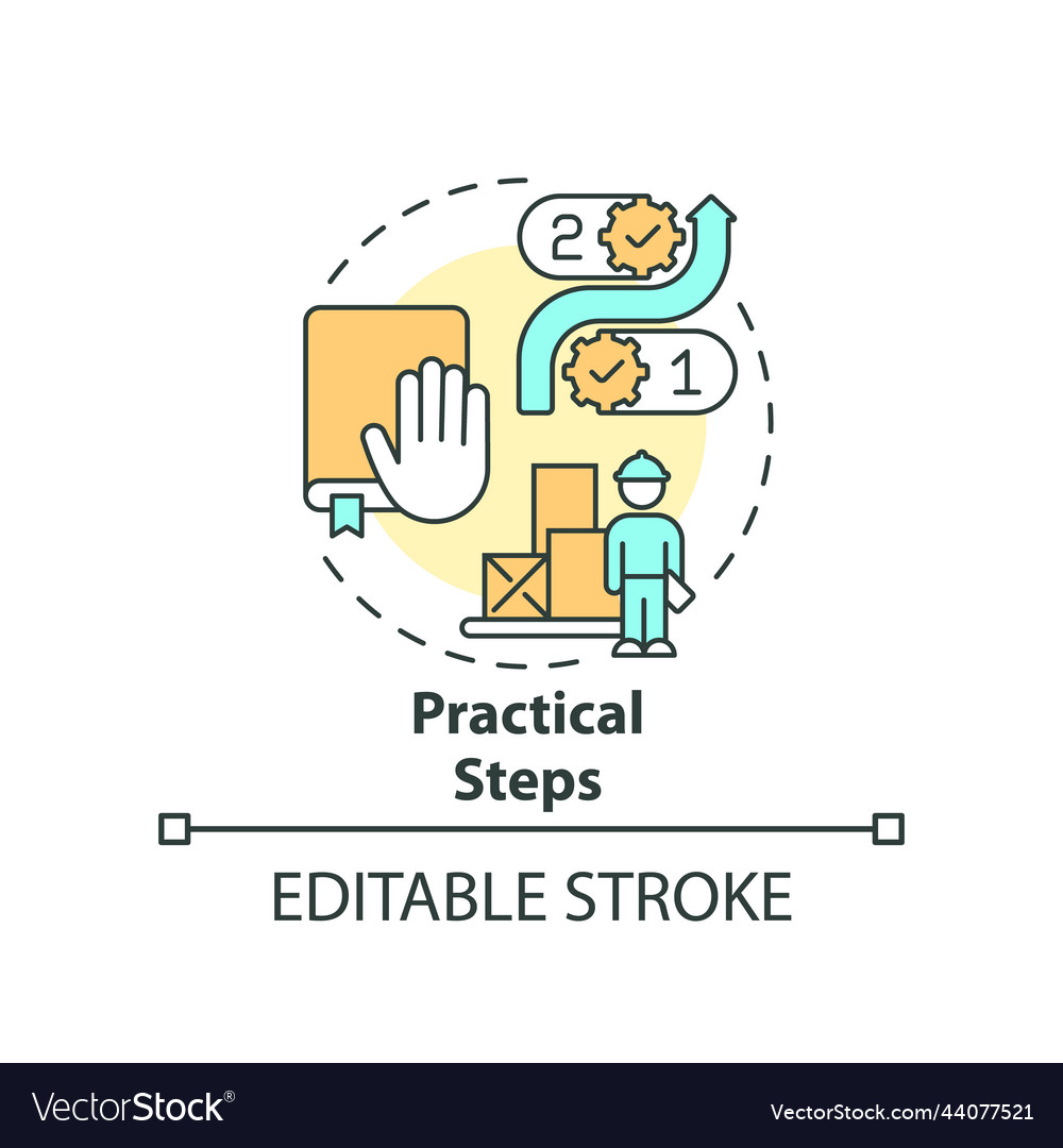 Practical steps concept icon Royalty Free Vector Image