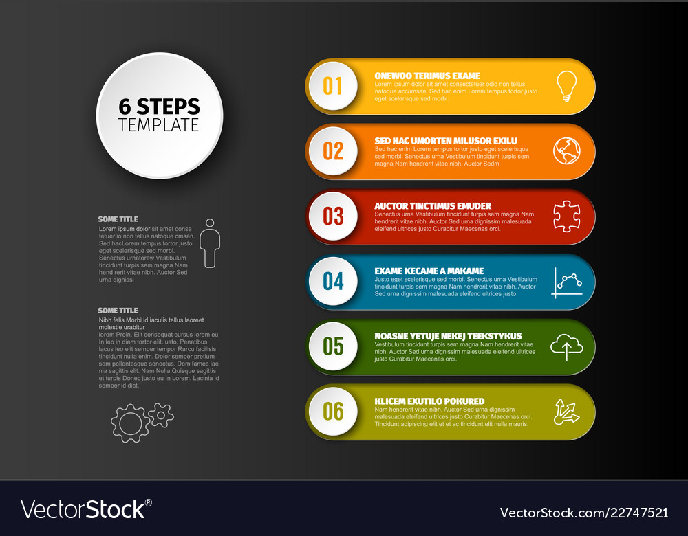 Progress six steps template Royalty Free Vector Image