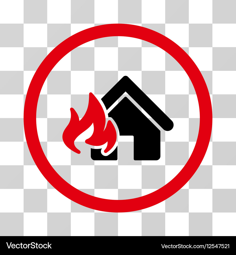 Realty fire damage flat rounded icon Royalty Free Vector