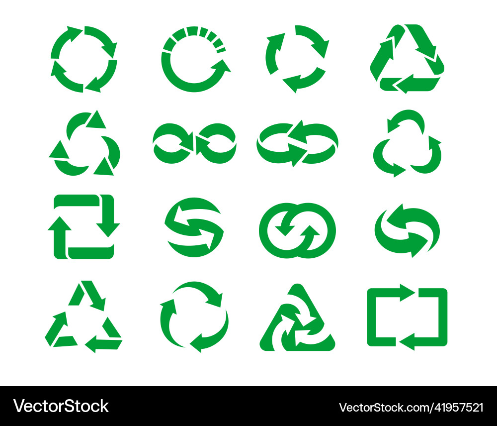 Recycle green icons reusable products zero waste Vector Image
