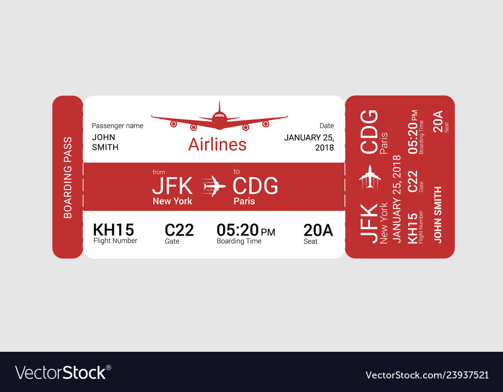 Red Boarding Pass Royalty Free Vector Image Vectorstock