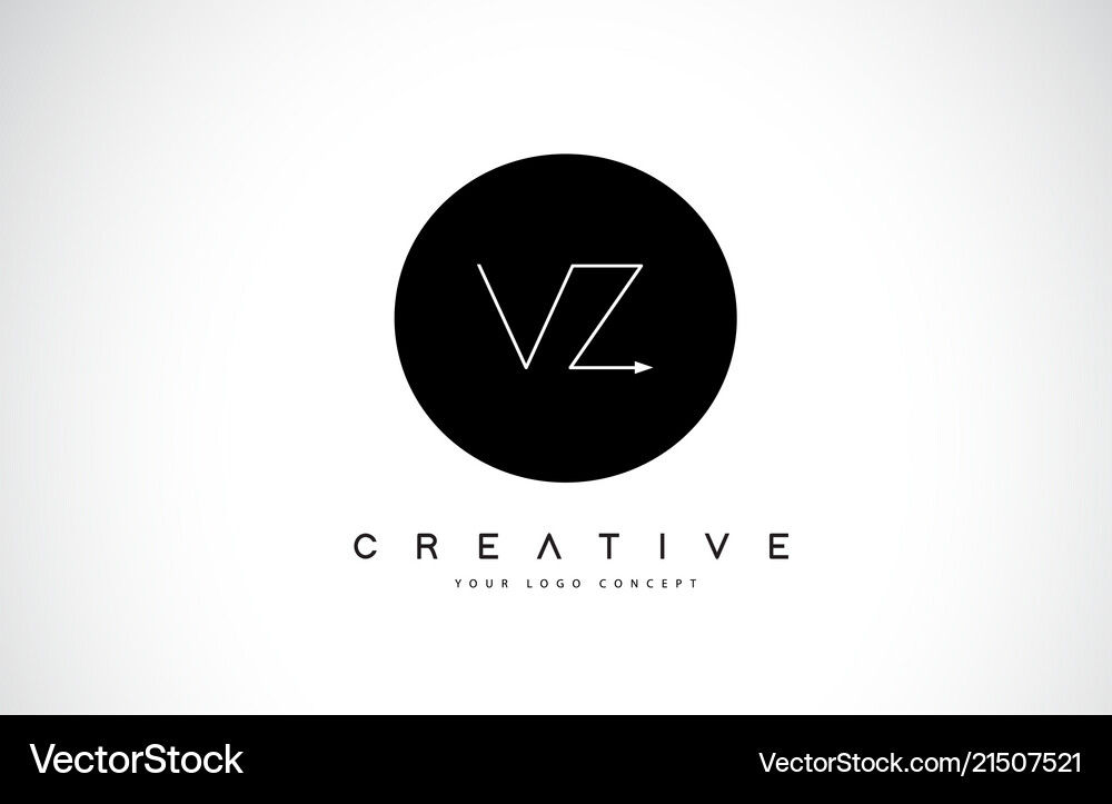 Vz v z logo design with black and white creative Vector Image
