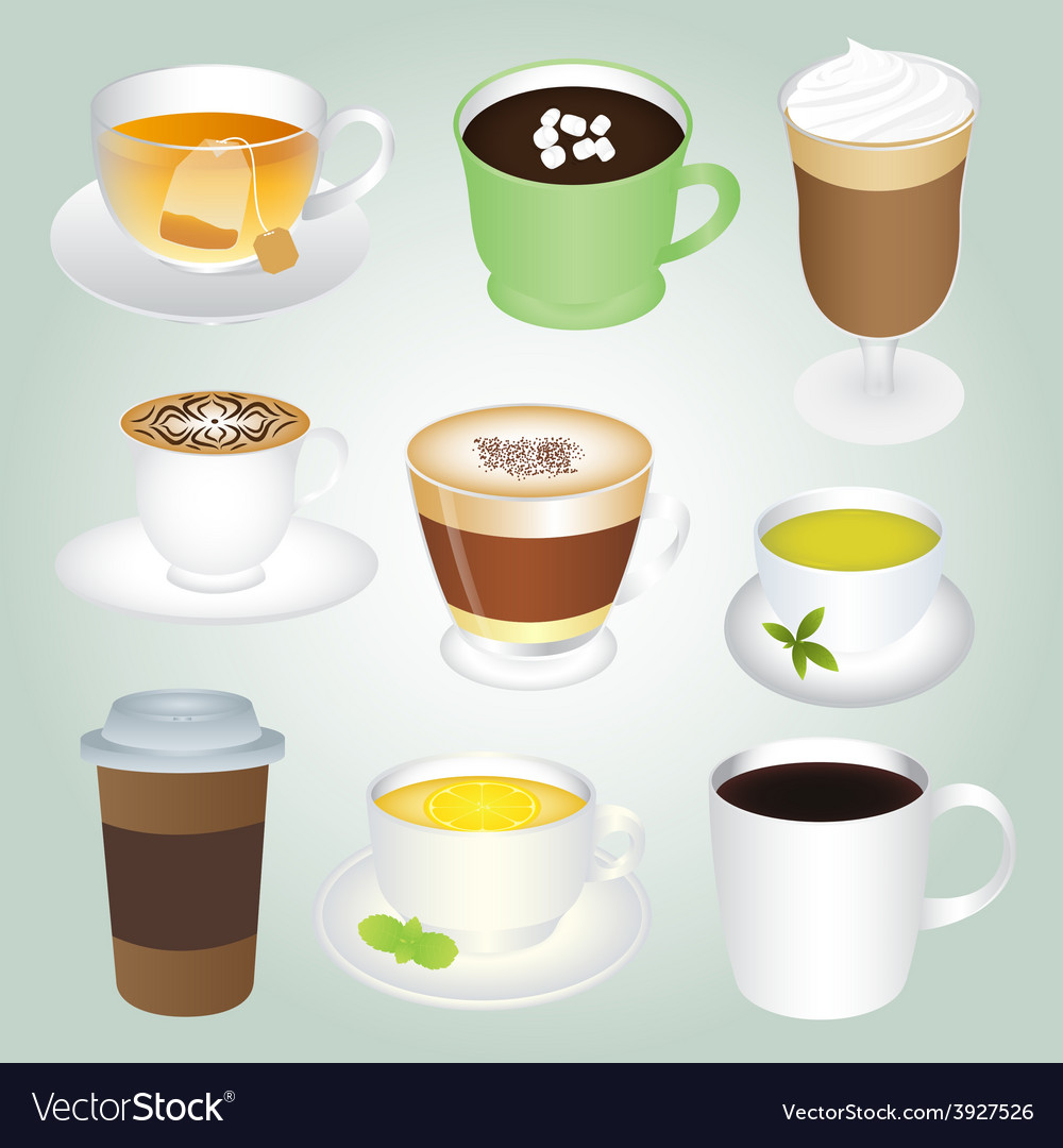 Basic hot drinks set Royalty Free Vector Image