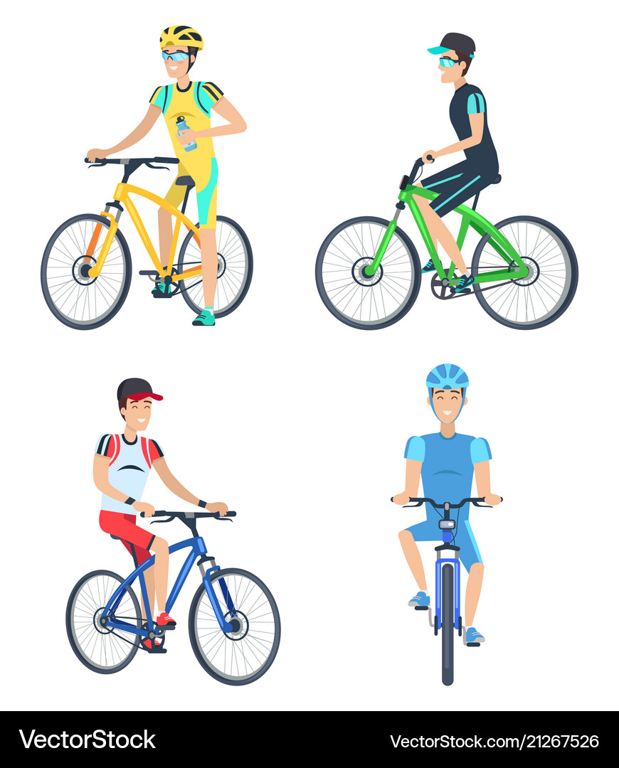 Bicyclists wearing costumes Royalty Free Vector Image