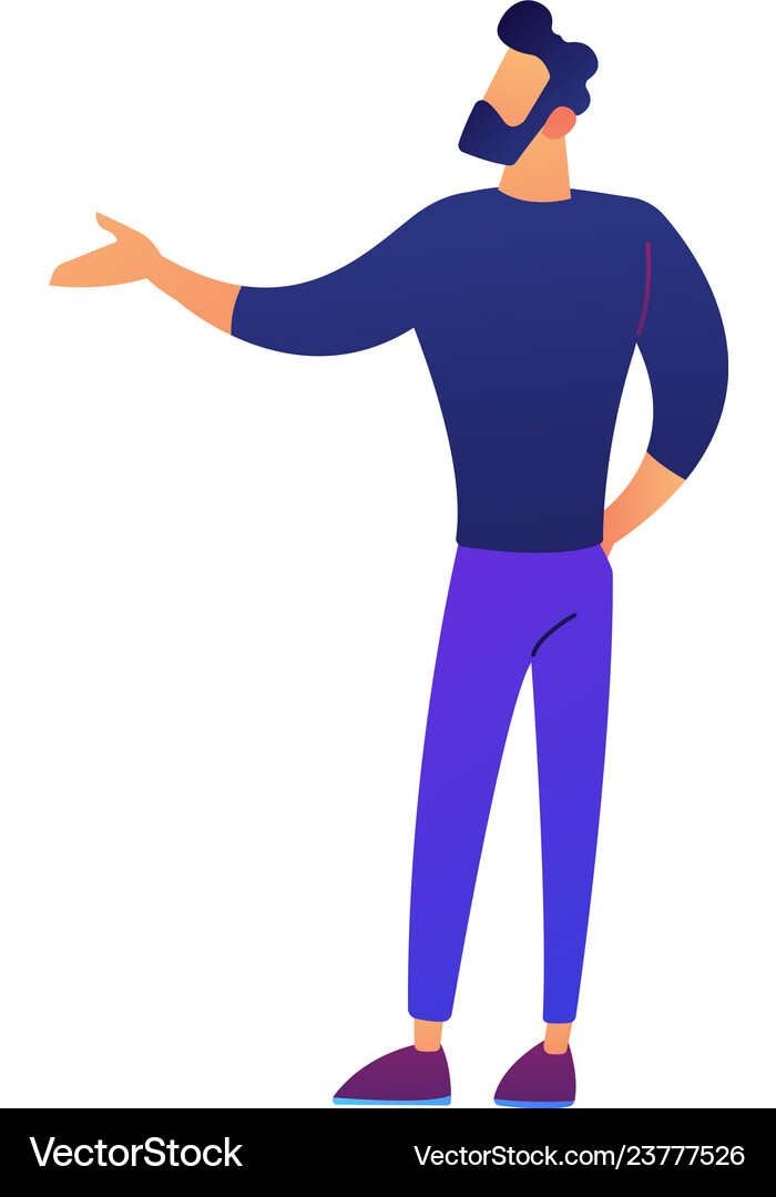 Businessman with pointing hand gesture to present Vector Image