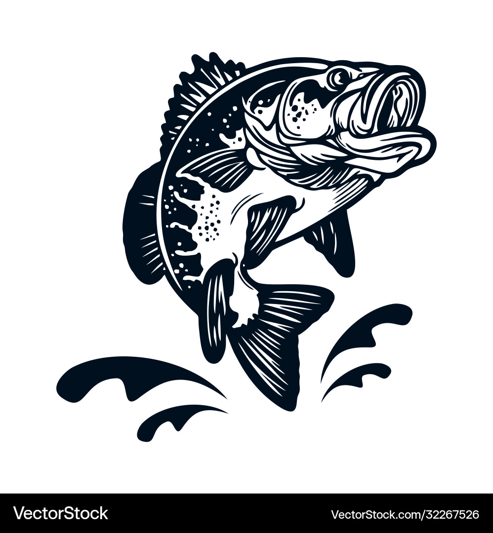 Catching bass fish color graphic Royalty Free Vector Image